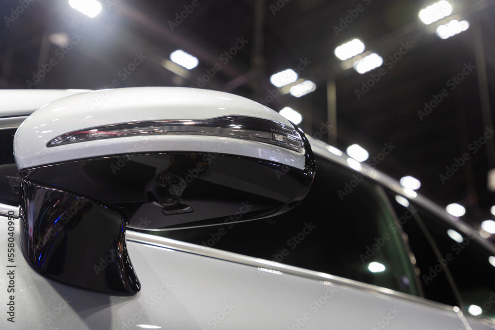 Car side mirror take a look at the rear view of the car. Stock Photo ...