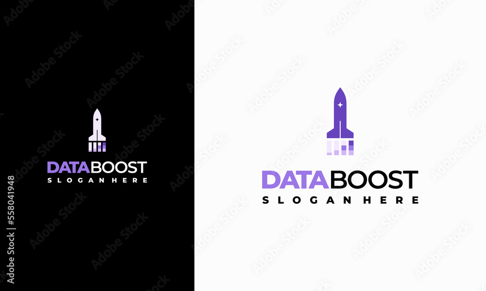 Data Boost Logo designs concept vector, Rocket and Graph Logo symbol ...
