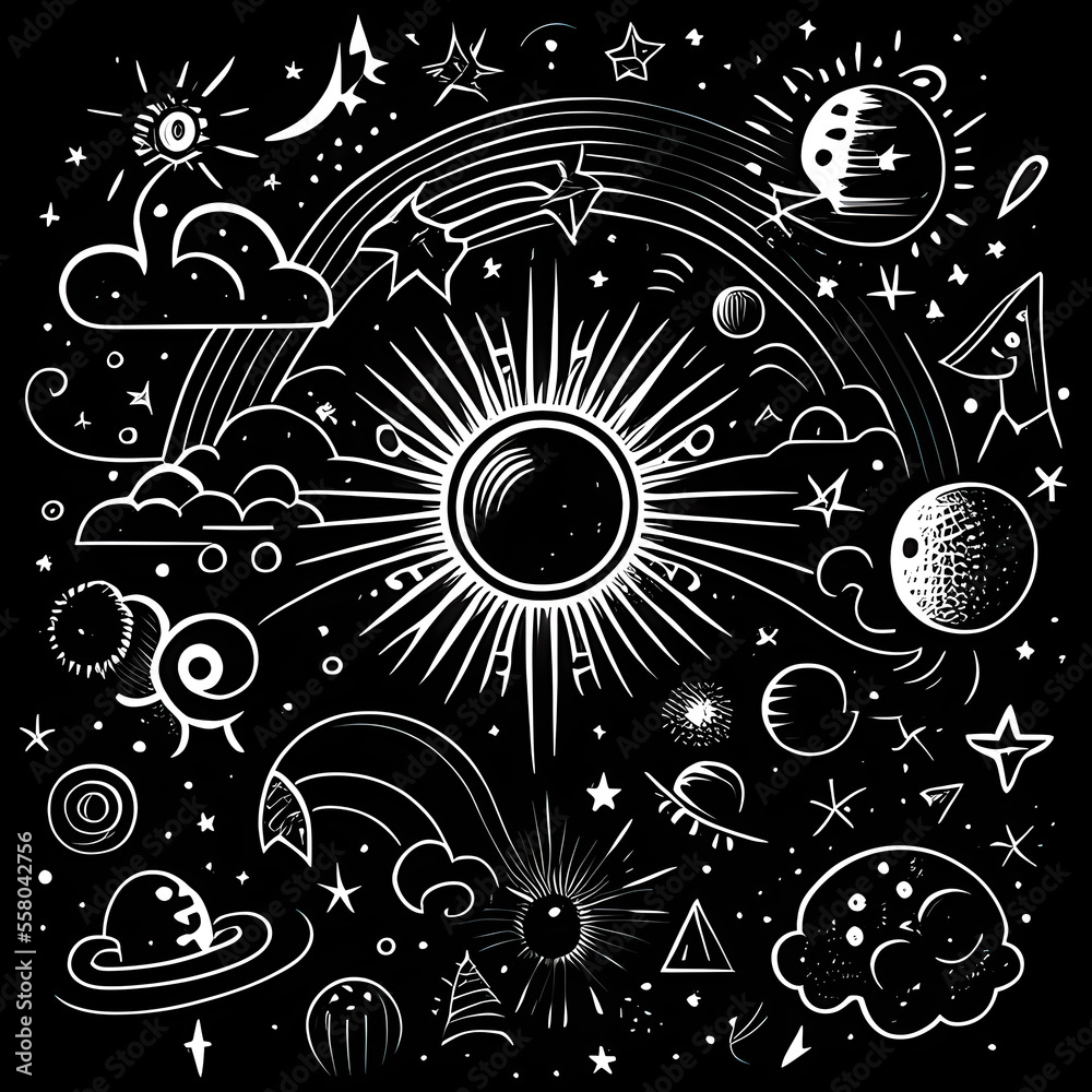 The solar system, the sun, planets and other celestial entities as a ...