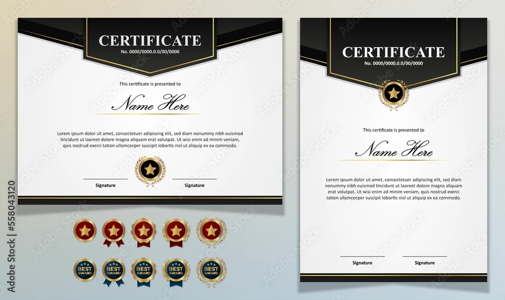 Certificate template modern Luxury using Gold ribbon with Badge ...