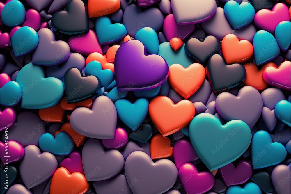 a bunch of colorful hearts sitting on top of each other Stock ...