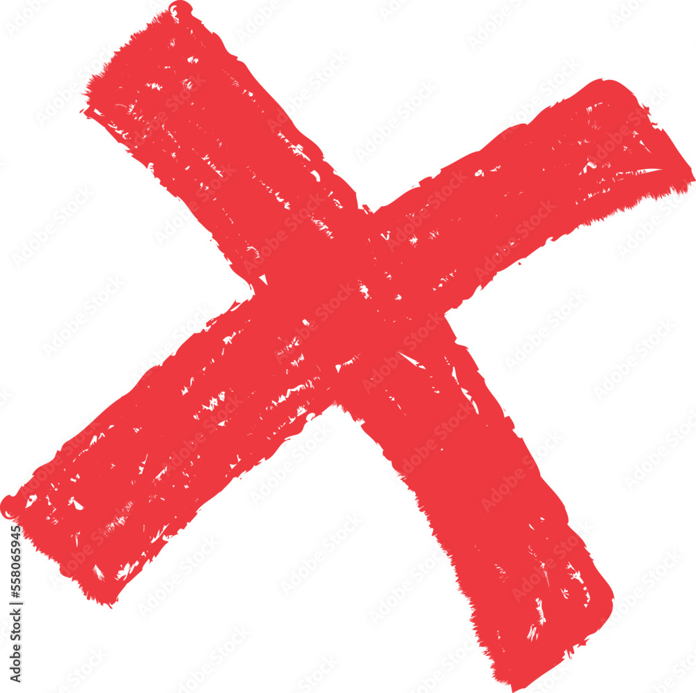 Hand Drawn X Cross Mark Icon Sign Vector Crayon Illustration Stock ...