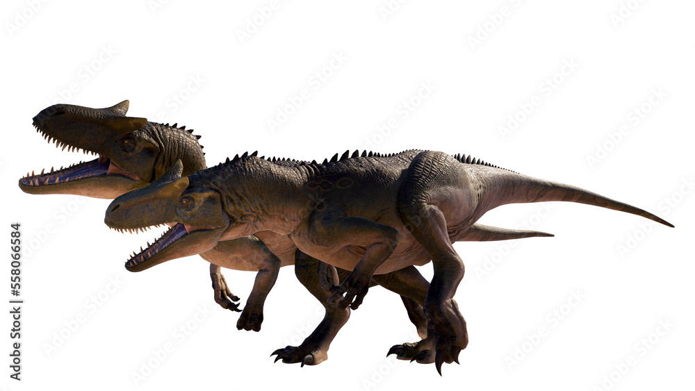 Poster Allosaurus roaring isolated on blank background PNG ultra high ...