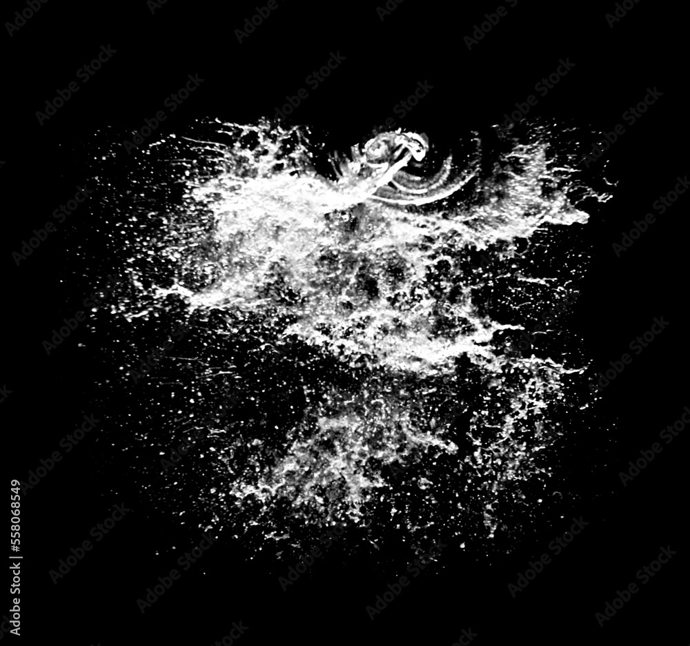 Pure Water splash isolated on black background. Royalty high-quality ...