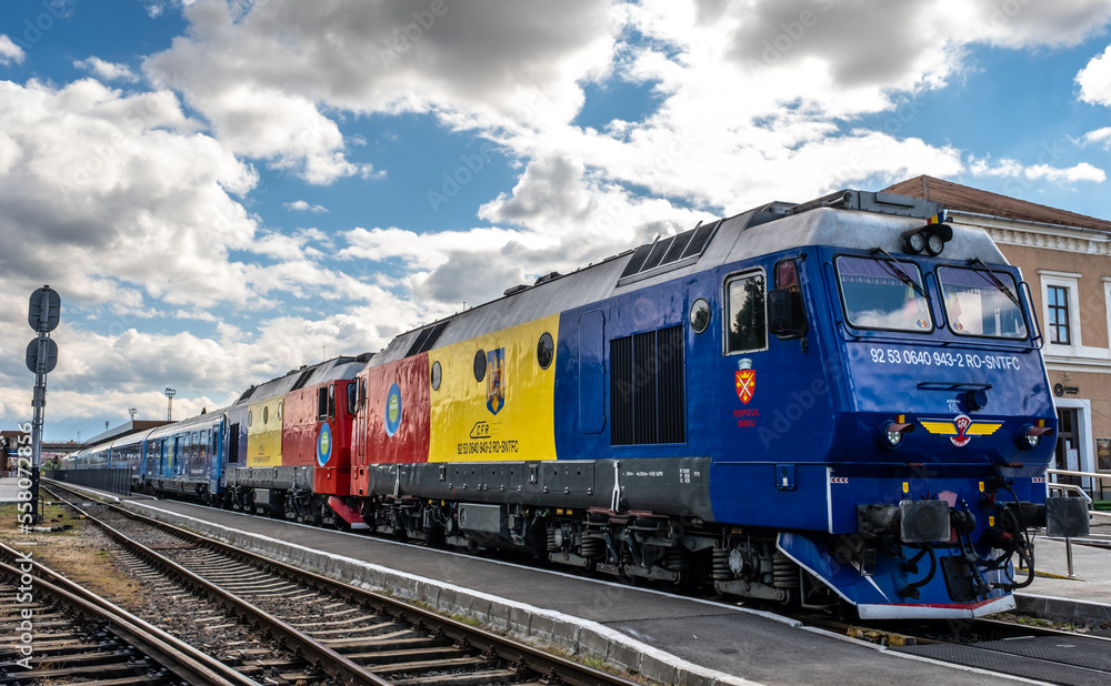 Sibiu city, Romania - 18 September, 2021. Connecting Europe Express ...