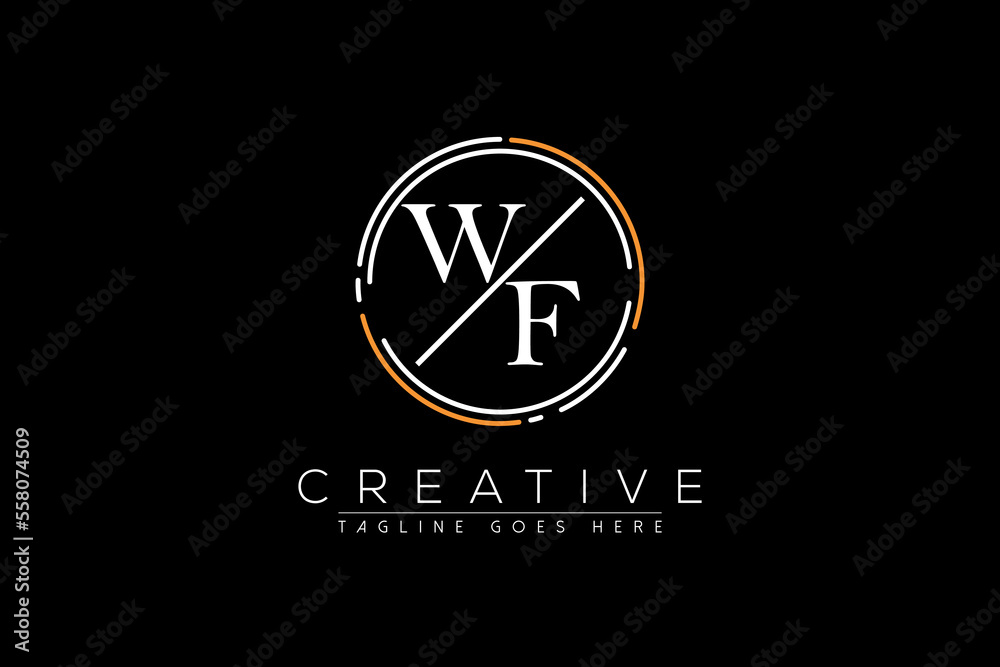 letter wf elegant and luxury Initial with circle frame minimal monogram ...