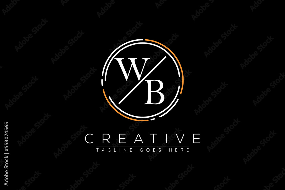 letter wb elegant and luxury Initial with circle frame minimal monogram ...