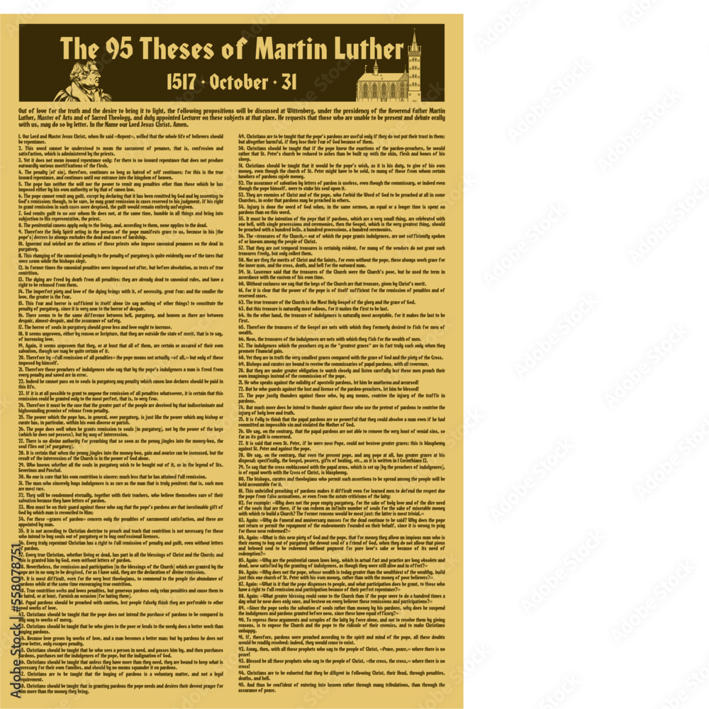 Vector poster - 95 Theses of the Reformation of the Church by Martin ...