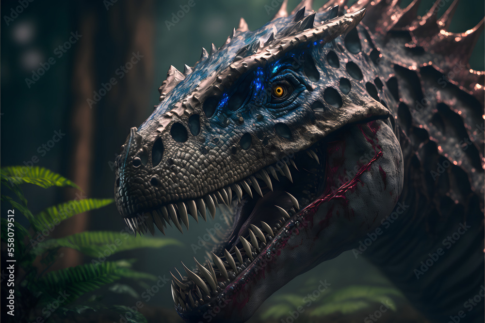 potrait close up of a tyrannosaurus-rex predator carnivorous dinosaur ...