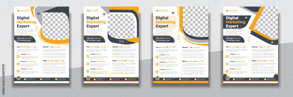 Digital marketing agency flyer template, creative professional a4 flyer ...