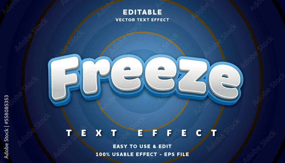 Vecteur Stock editable freeze vector text effect with modern style ...