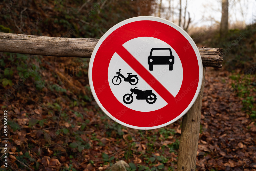 access prohibited to motor vehicles. Road sign. Highway code sign ...