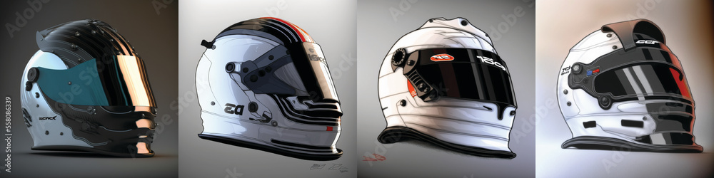 Motorcross motorsports high speed helmet design renders with gradient ...
