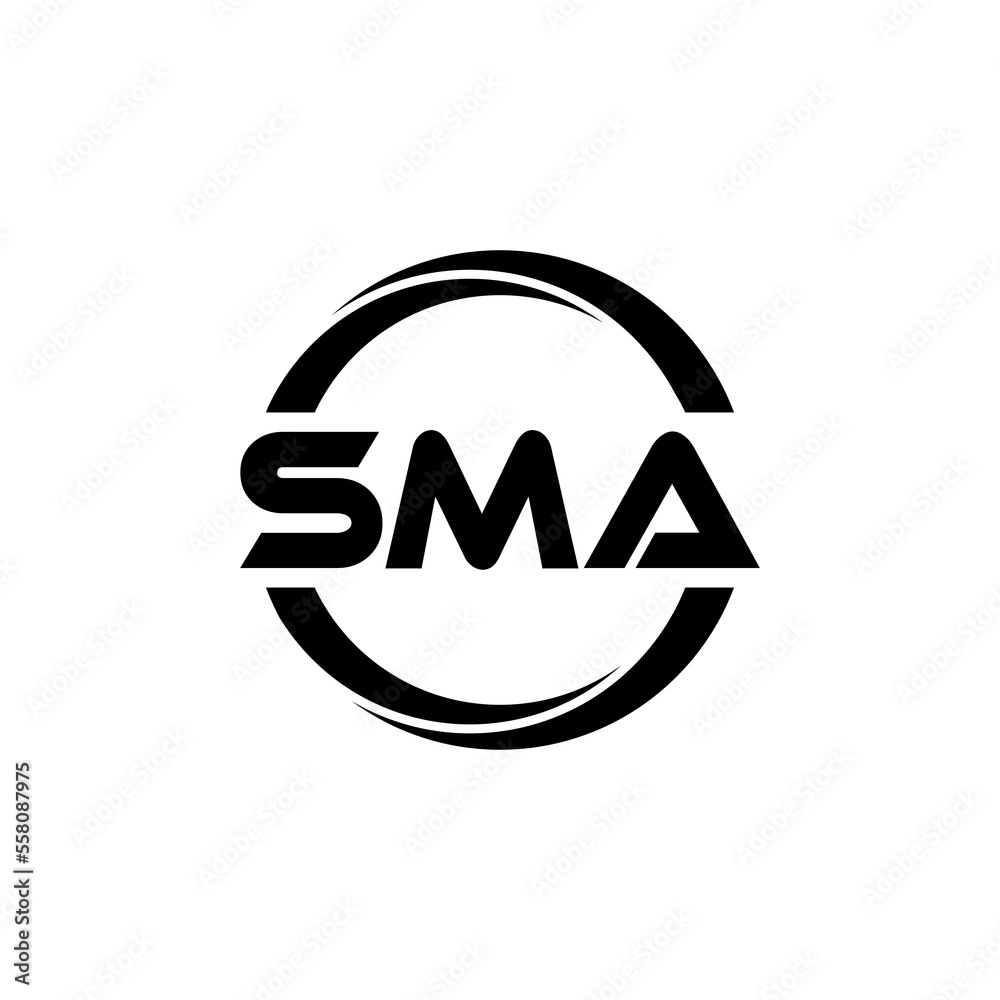 SMA letter logo design with white background in illustrator, cube logo ...