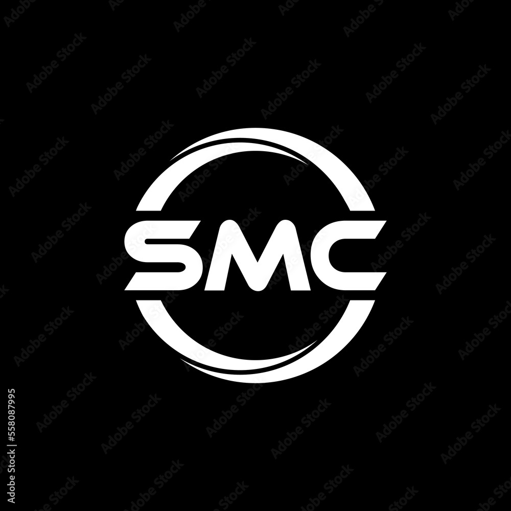 SMC letter logo design with black background in illustrator, cube logo ...