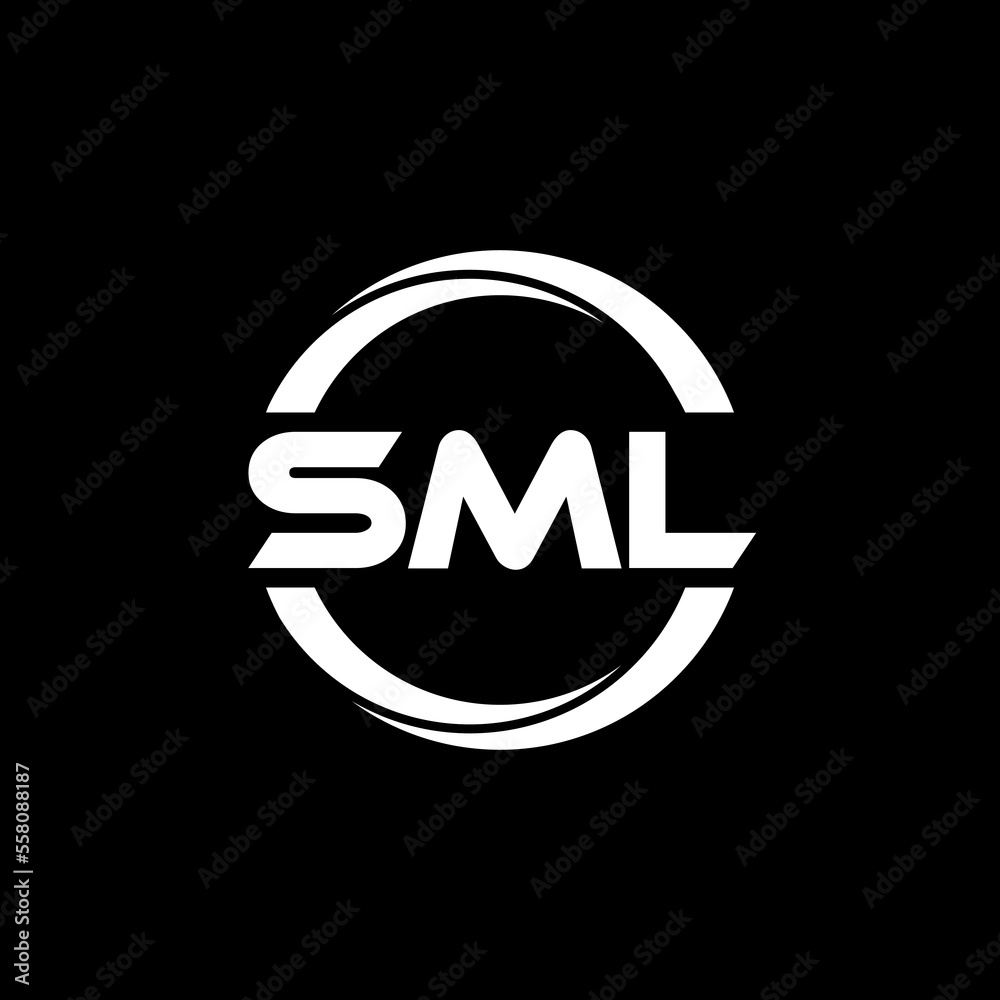 SML letter logo design with black background in illustrator, cube logo ...