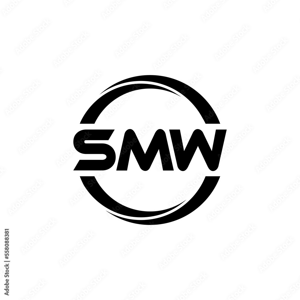 SMW letter logo design with white background in illustrator, cube logo ...