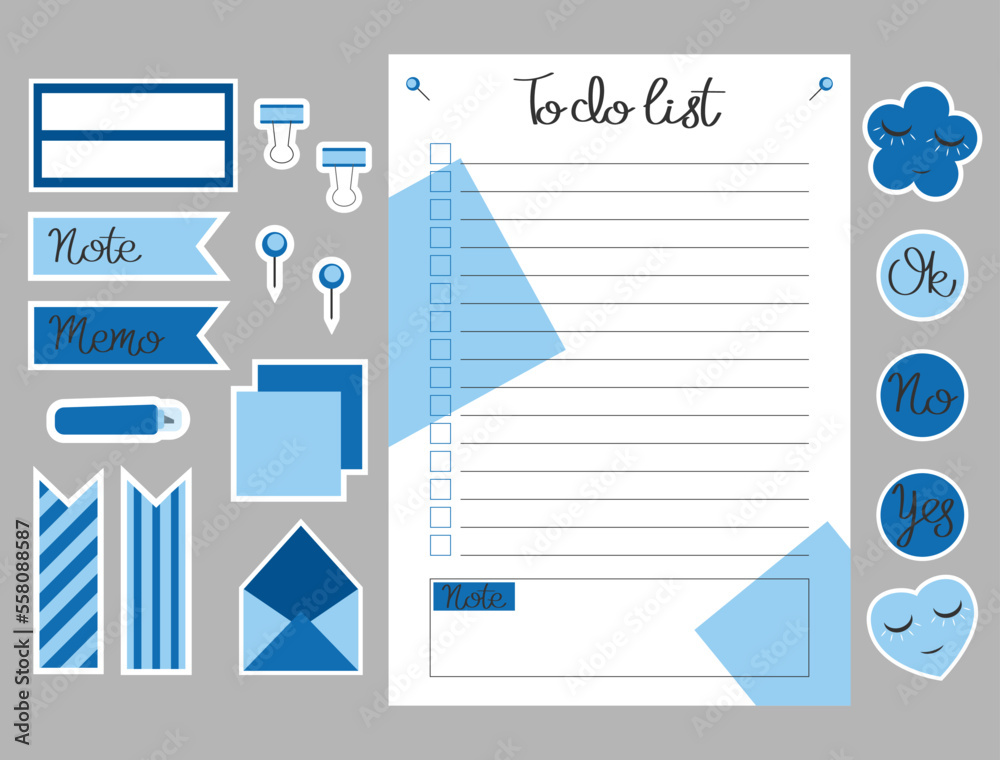 Set of to do list and stickers. To-Do List. Template for agenda ...