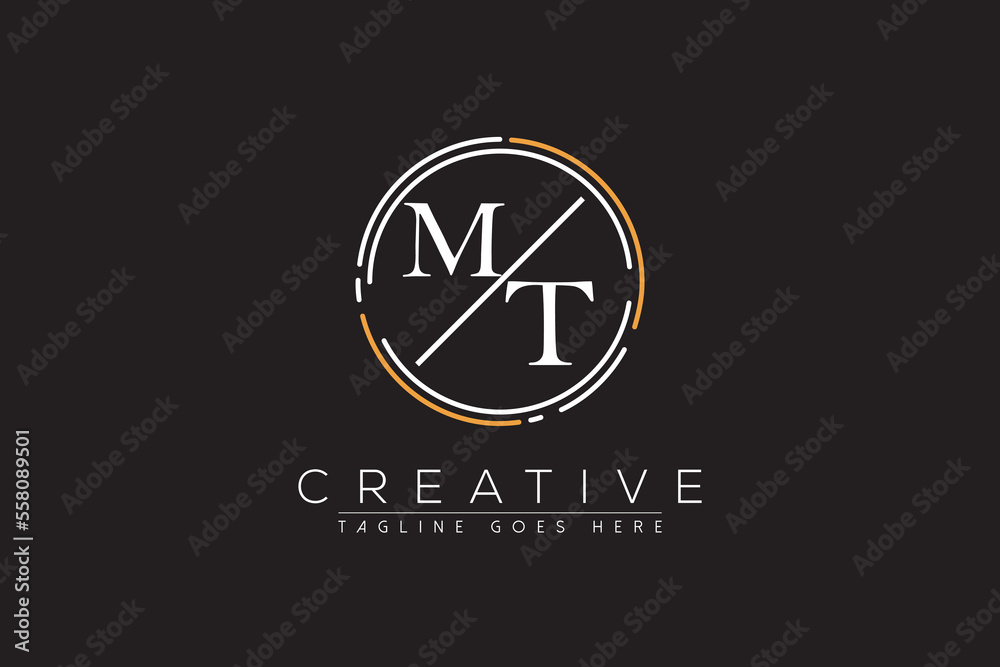 letter mt elegant and luxury Initial with circle frame minimal monogram ...