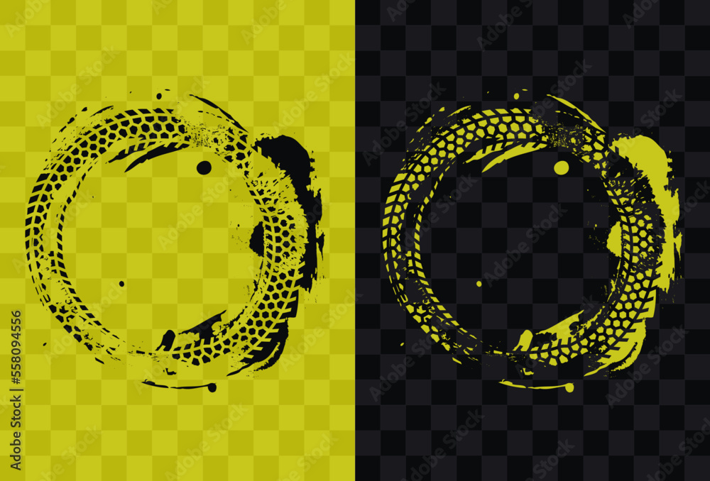 Tire tracks, tire mark. Tracks of tyre, tire print traces and bike ...