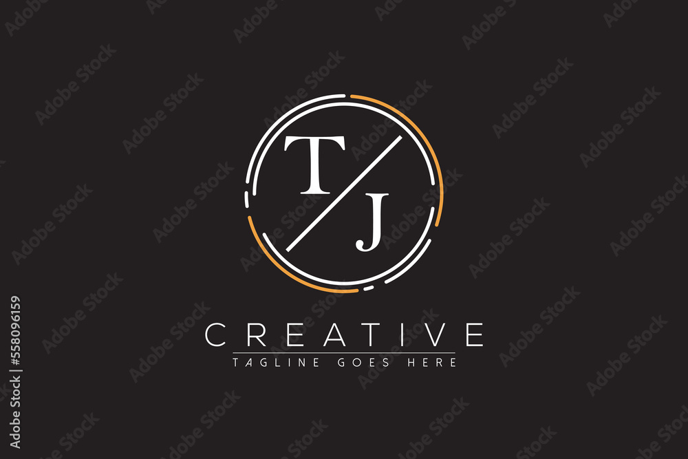 letter tj elegant and luxury Initial with circle frame minimal monogram logo design vector ...