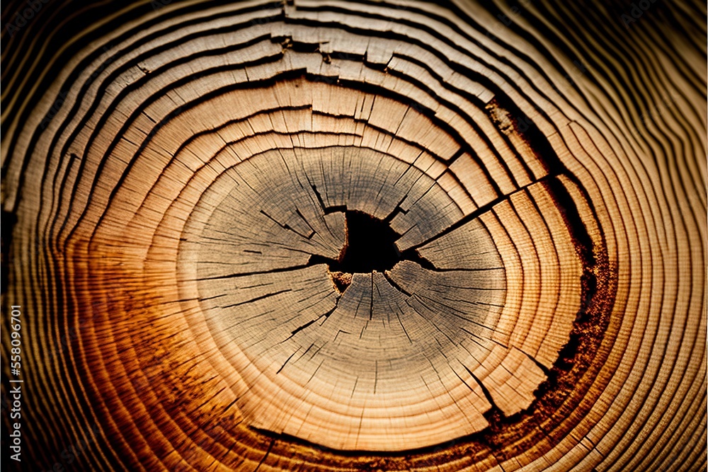 a close up of a tree stump with a clock on it's face and a circular ...