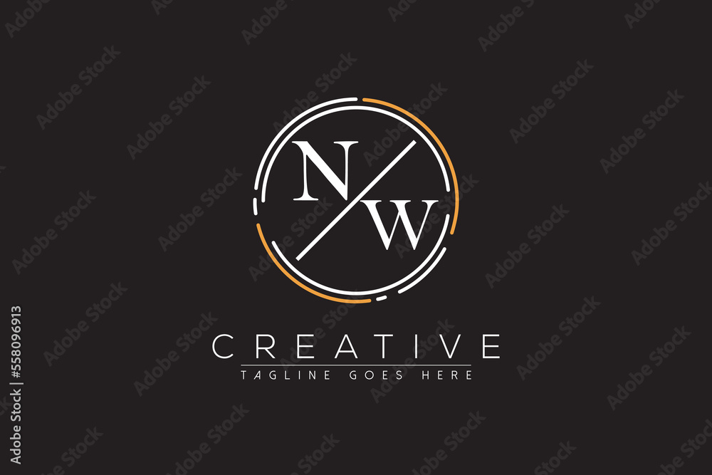 letter nw elegant and luxury Initial with circle frame minimal monogram ...