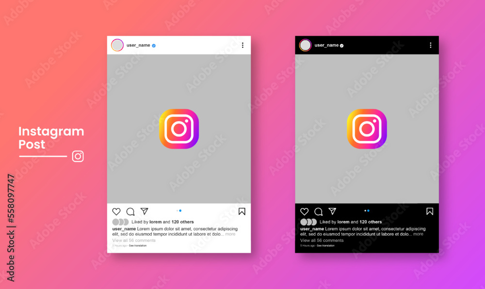 Lombok, Indonesia - January 3, 2023: Instragram frame template with light and dark theme. Square ...