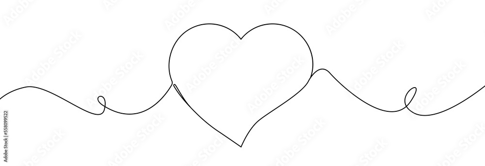 Continuous line heart.Heart one line art drawing.Hand drawn heart ...