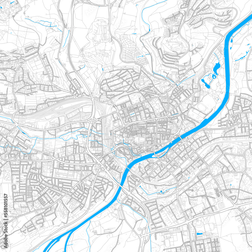 Ulm, Germany high resolution vector map Stock Vector | Adobe Stock