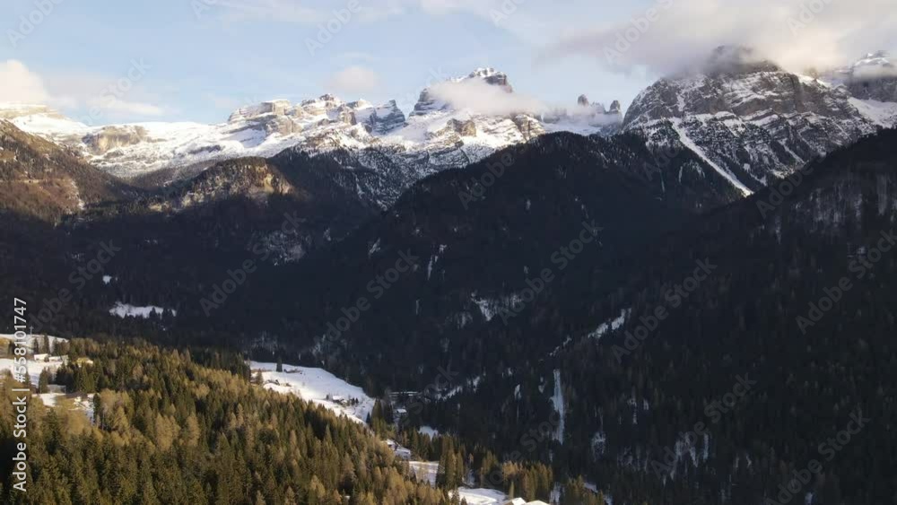 Amazing panorama view of high mountains peak, slopes, hills and ridges ...