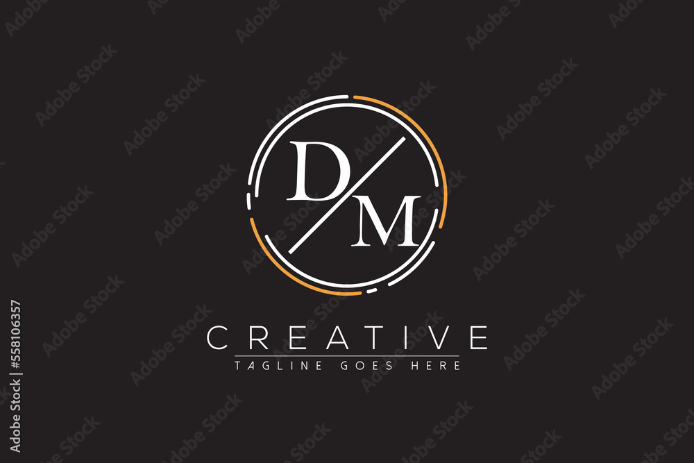 letter dm elegant and luxury Initial with circle frame minimal monogram logo design vector ...