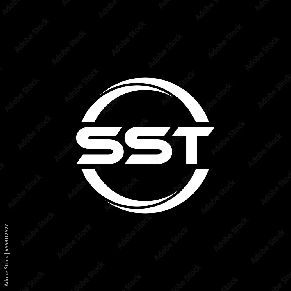Vecteur Stock SST letter logo design with black background in ...