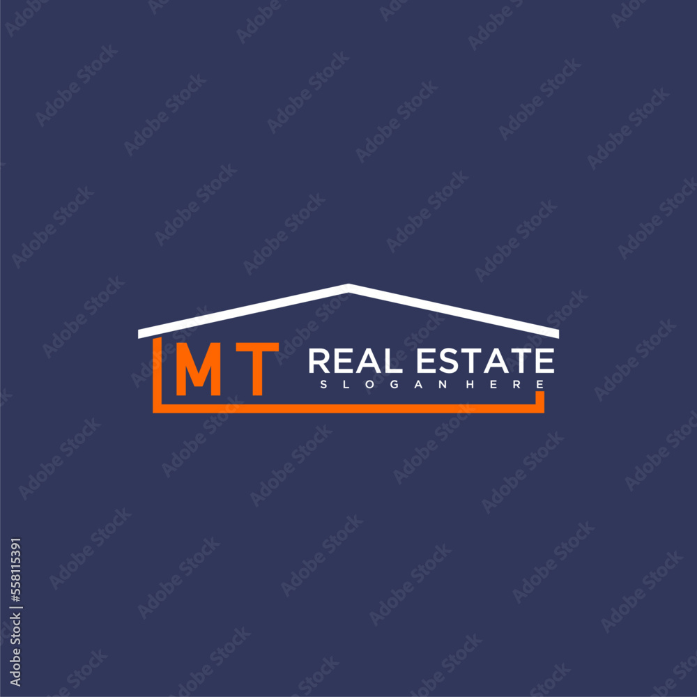 MT letter roof shape logo for real estate with house icon design Stock ...