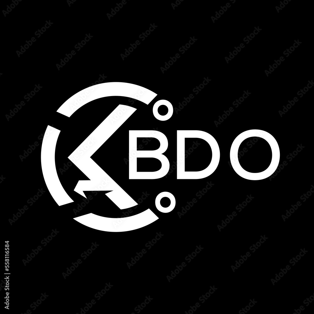 BDO letter logo. BDO white image on black background. BDO vector logo ...