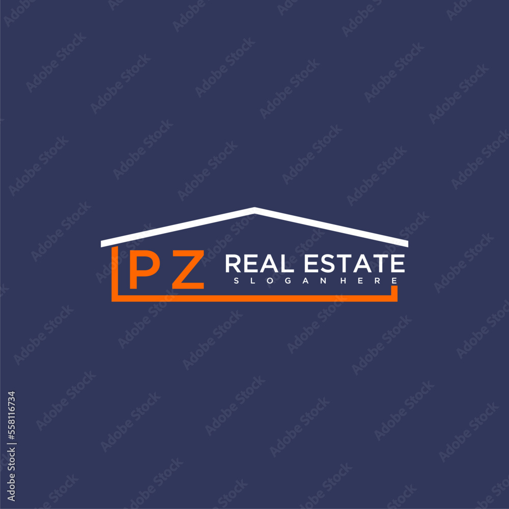 PZ letter roof shape logo for real estate with house icon design Stock ...