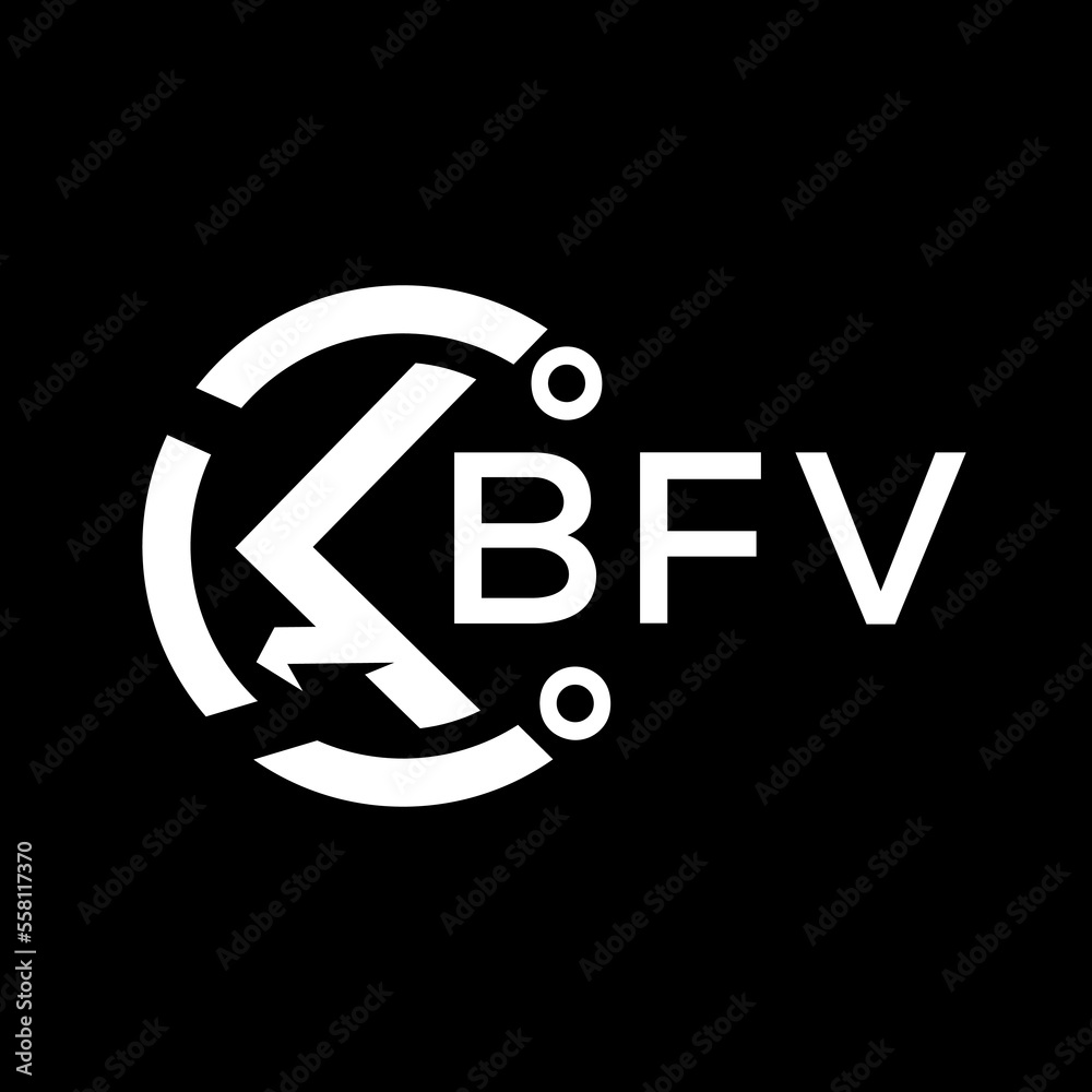 BFV letter logo. BFV white image on black background. BFV vector logo ...