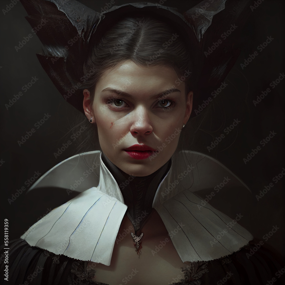ภาพประกอบสต็อก Vampire Witch Sinister Looking Woman Roleplaying DND ...