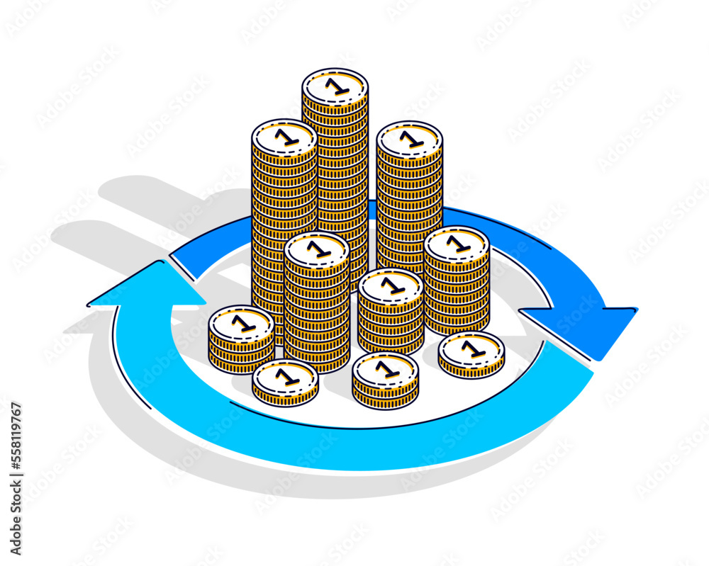 Vecteur Stock Money circulation, return on investment, currency ...
