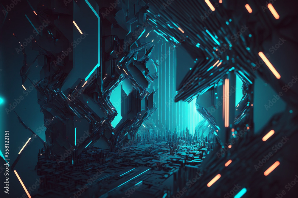 Generative Ai of futuristic tech background with connections. Stock ...