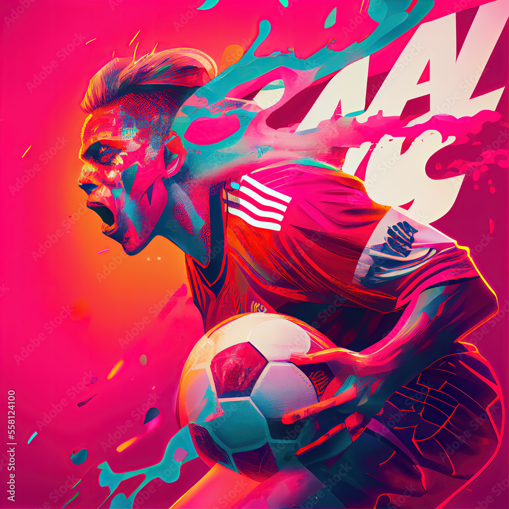 Colourful Football Poster Generative AI Illustration Stock Illustration ...