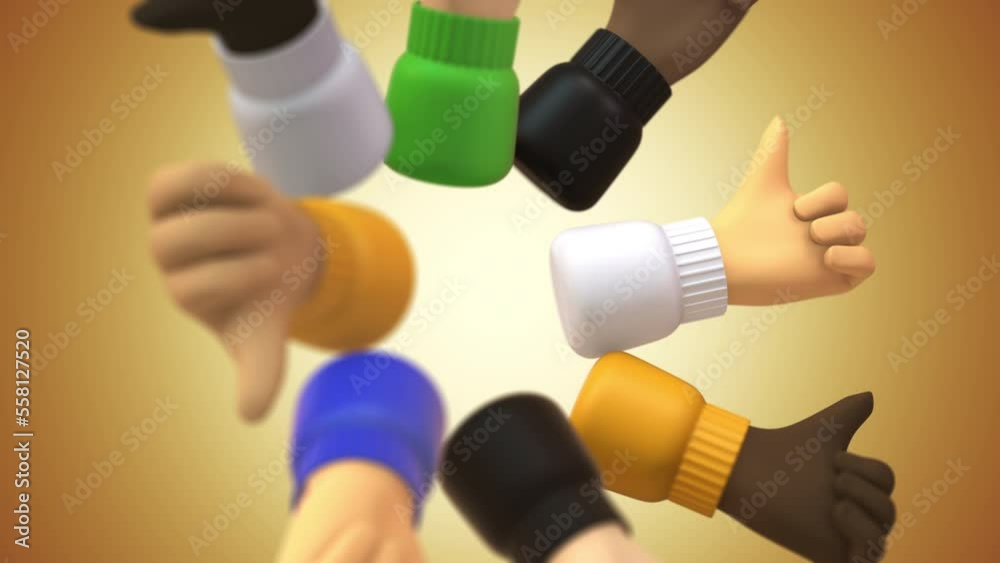 3D animation of a cartoon hand with four fingers that Like Success ...
