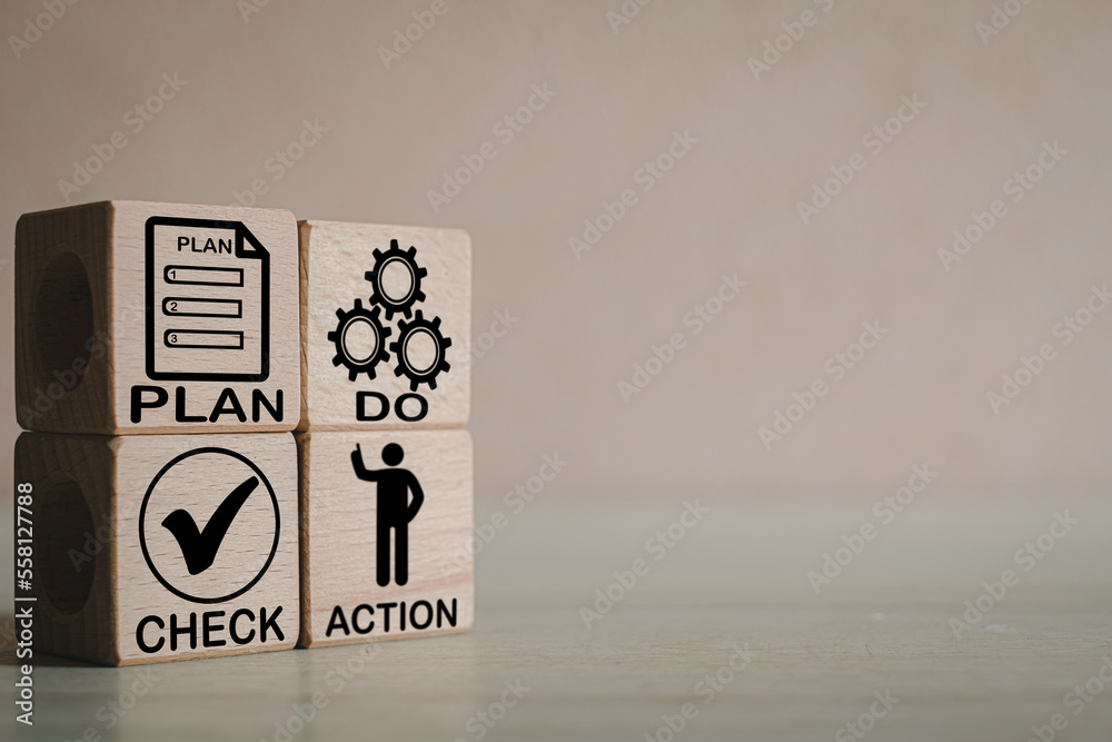 PDCA acronym or plan do check action cycle process improvement concept ...
