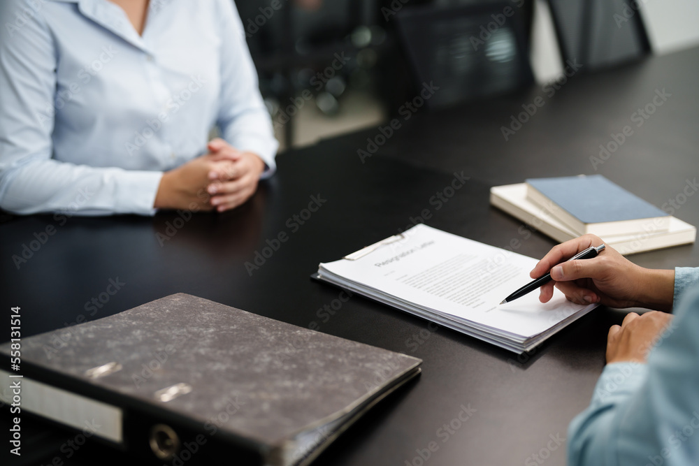 Business people breaking the contract with resignation letter staff ...