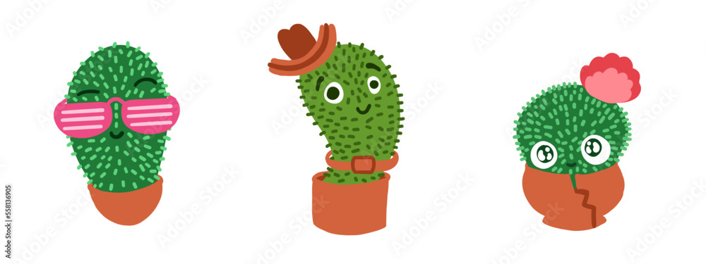 Cartoon cactus mascot. Vector illustration in cartoon flat style ...