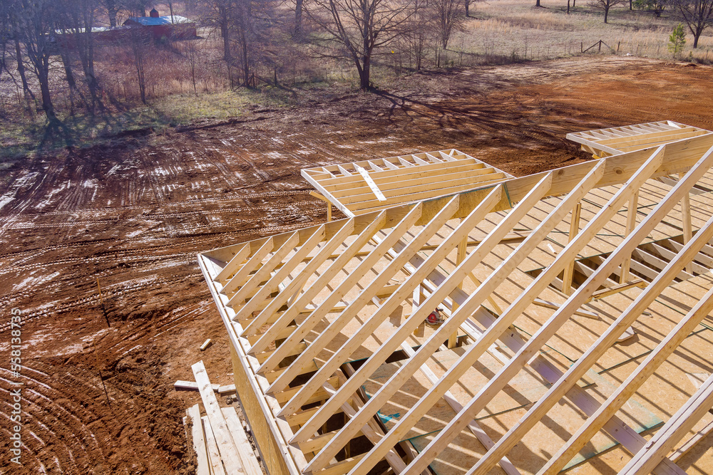 Using an existing framework trusses frame wooden roof beam to support ...