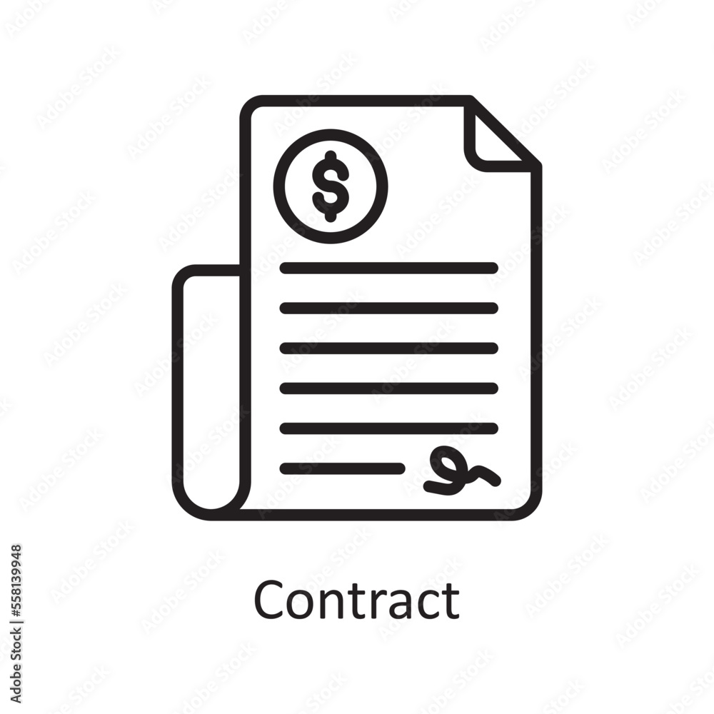 Contract Vector Outline Icon Design illustration. Business And Data ...
