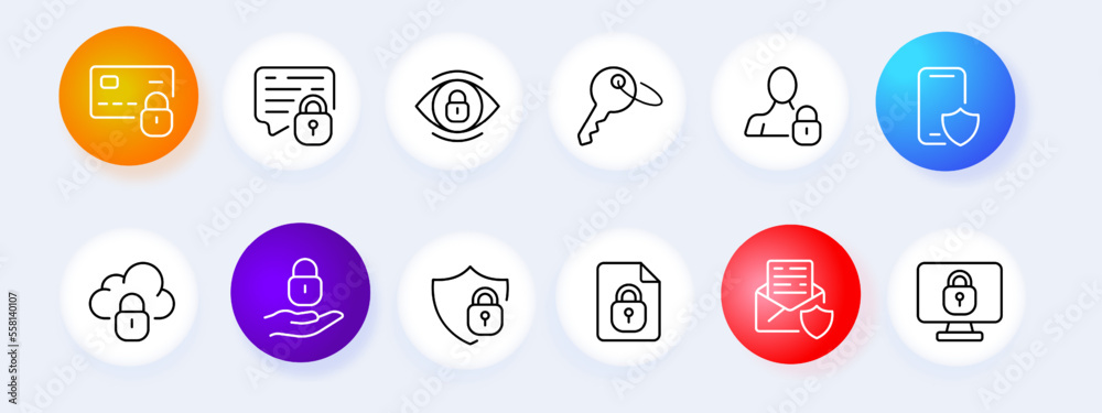 Lock icon set. Banking protection, mail protection, personal data ...
