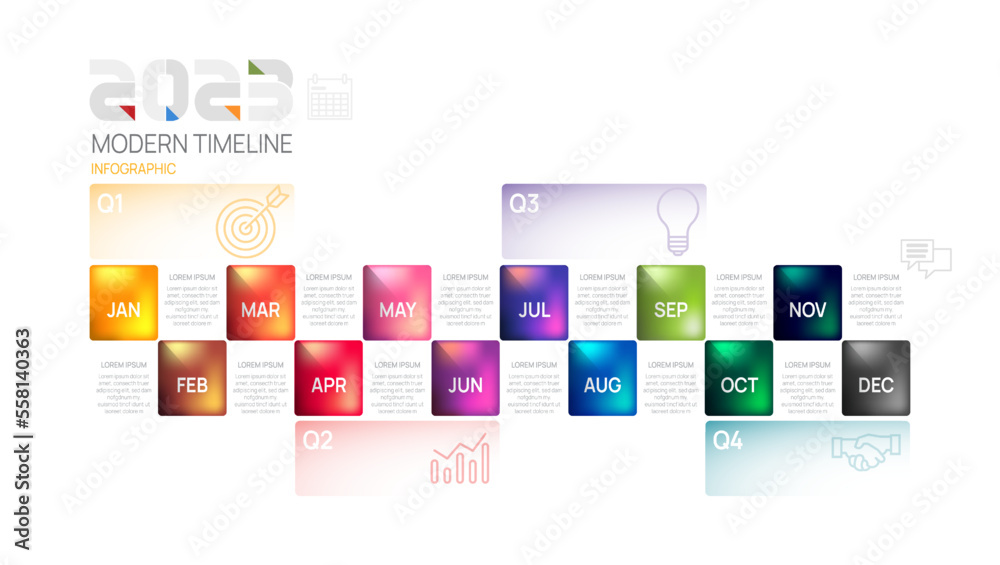 Infographic 2023 template for business. Modern Timeline diagram ...