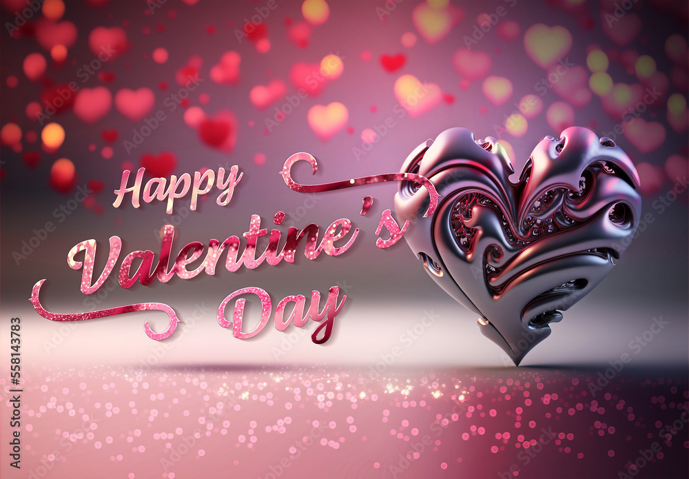 Two Pink Hearts with Text Effect Mockup for Valentine’s Day 1 Stock ...